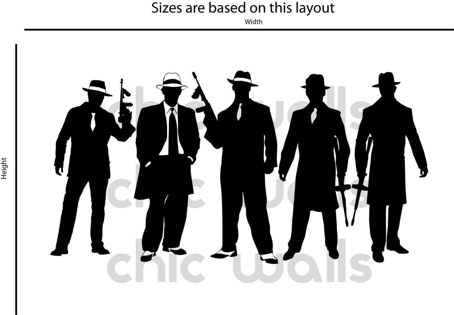 Mobster Gangster Mafia Machine Gun Silhouette Removable Wall | Etsy