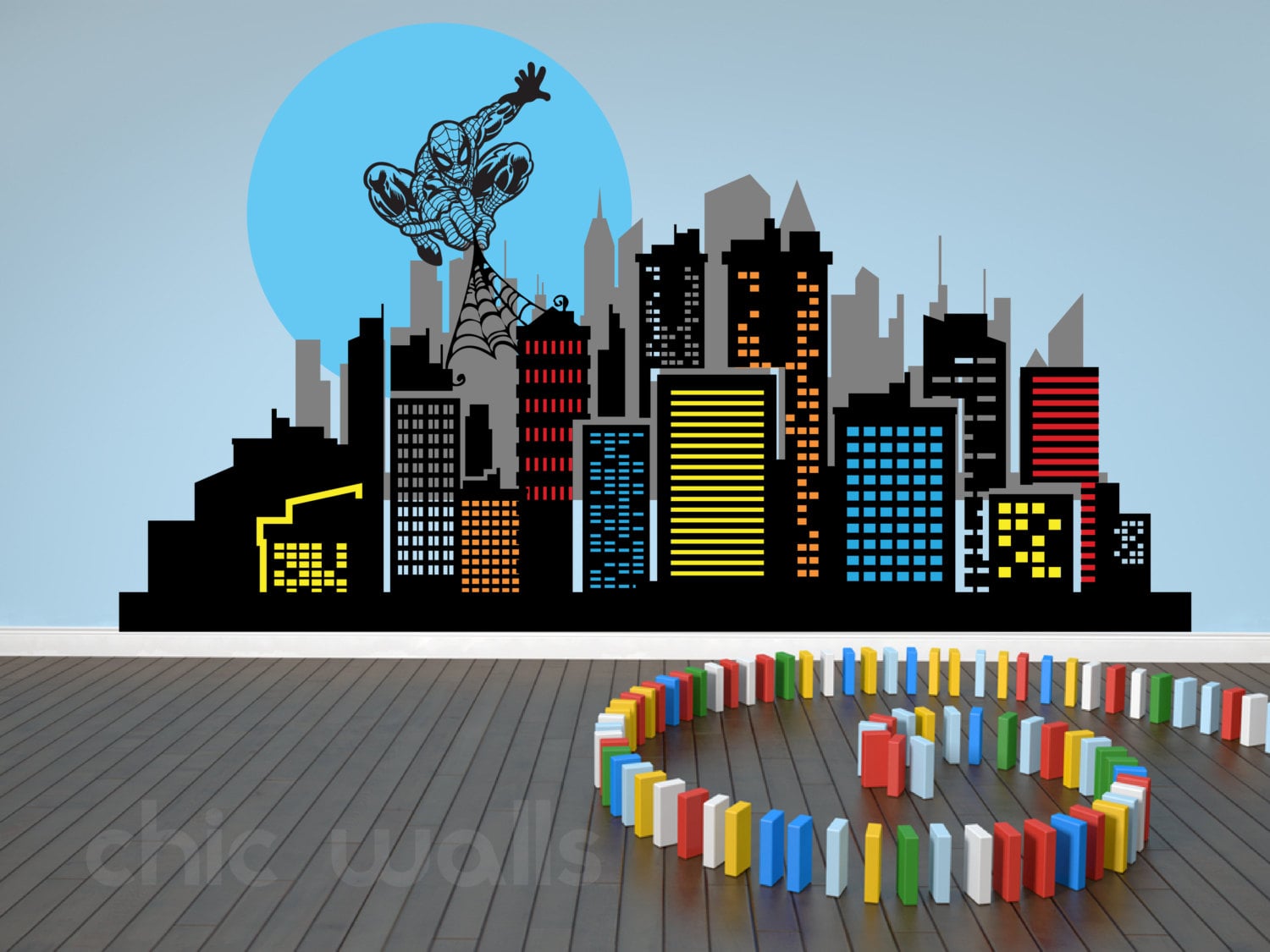 Custom Spidreman Moon City Skyline Buildings Lights Spider Web - Etsy