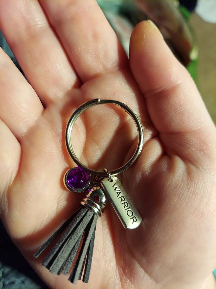 Pineal Gland Cystic Tumor Awareness Charm Key Chain Purple Grey ...