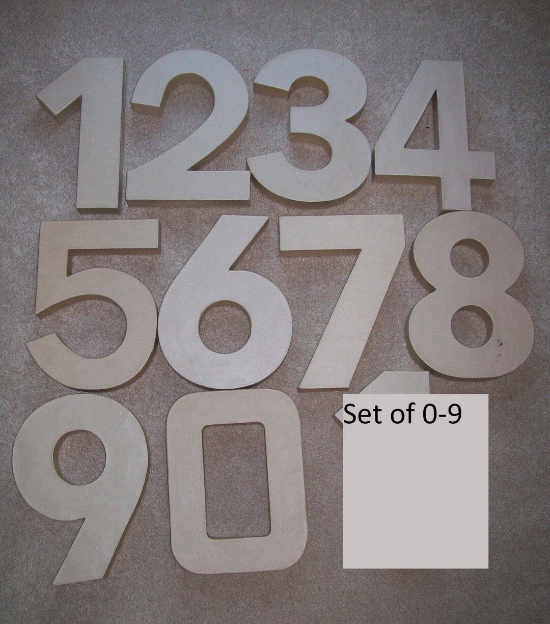 Set of 12 Tall Paper Mache Numbers 0-9 UNFINISHED Smooth Like Cardboard ...