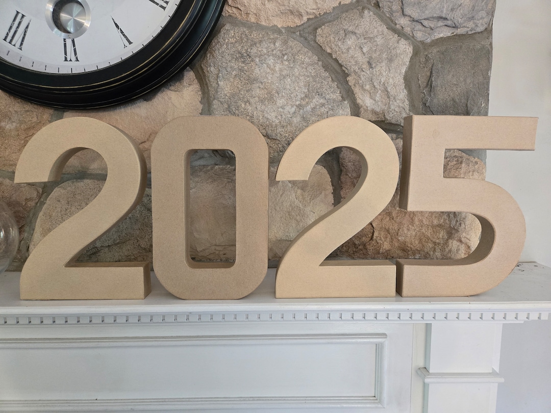 2025 Set of 12" Tall Paper Mache Numbers Unpainted for Senior Pictures ...