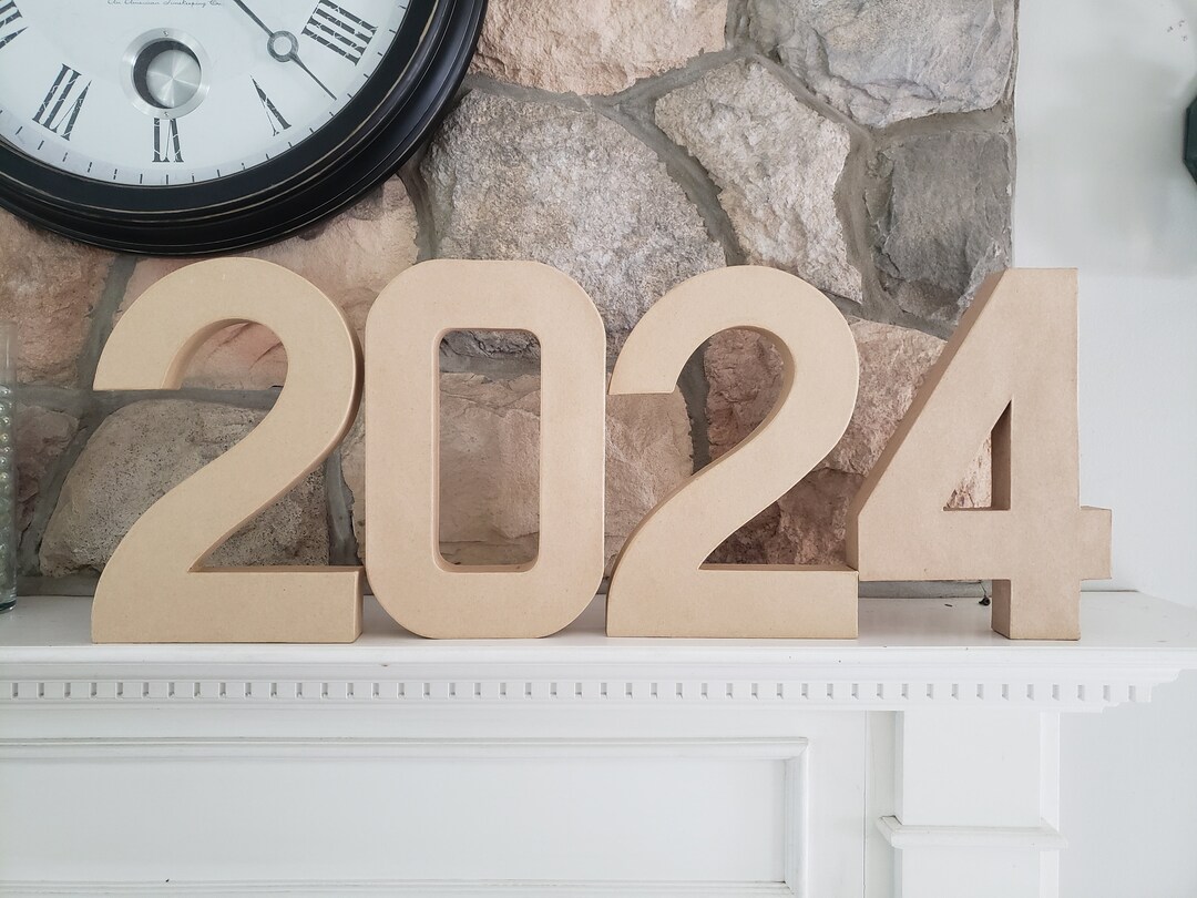 2024 Set of 12 Tall Paper Mache Numbers Unpainted for Senior Pictures ...