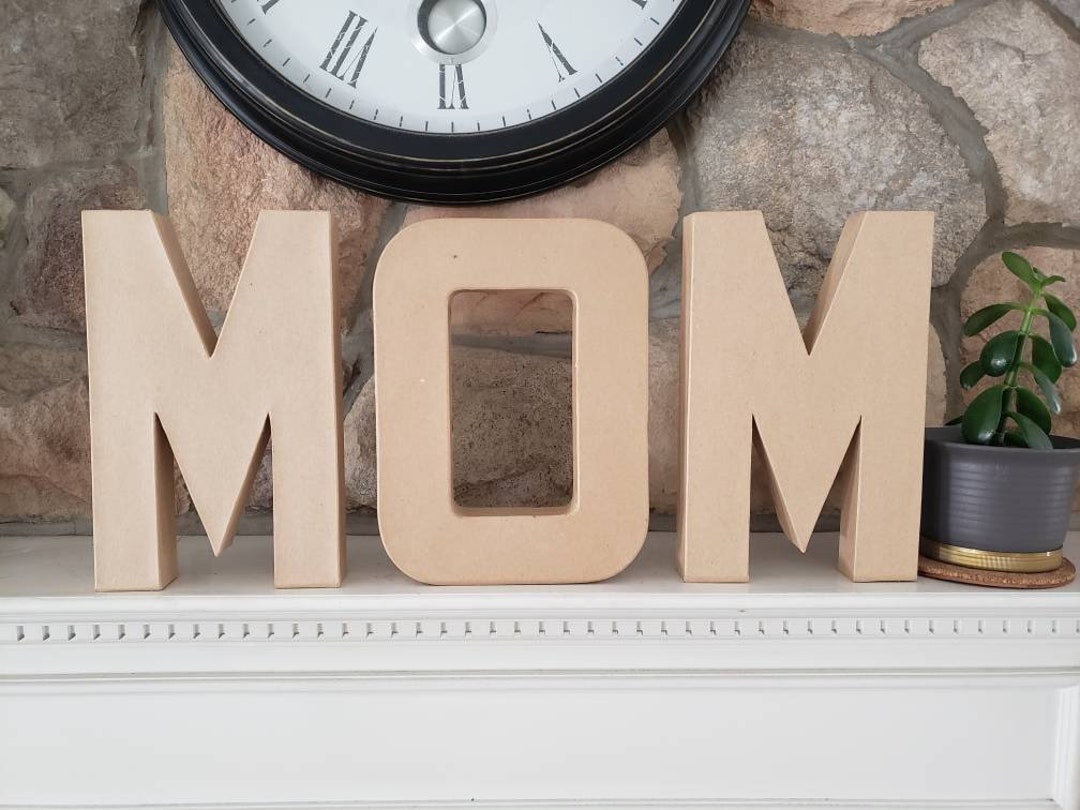 MOM Set of 12" Big Cardboard Letters - UNFINISHED -paper Mache Alphabet ...