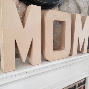 MOM Set of 12" Big Cardboard Letters - UNFINISHED -paper Mache Alphabet ...
