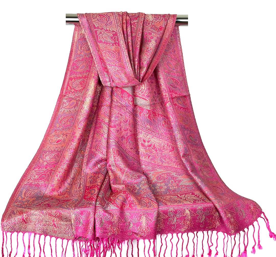 Sparkling Pink Bohemian Festival Scarf for Weddings, Summer Hair Wraps ...