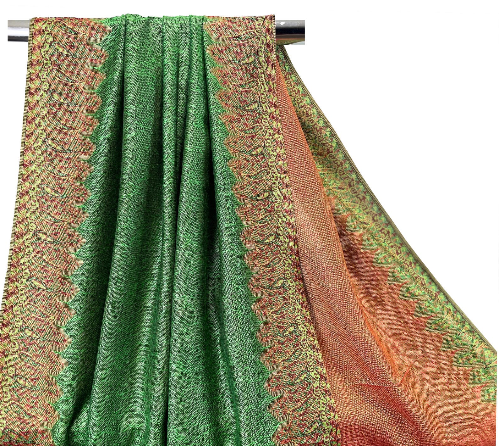 Festival Paisley Pashmina Scarf | Reversible Kelly Green Scarves for ...