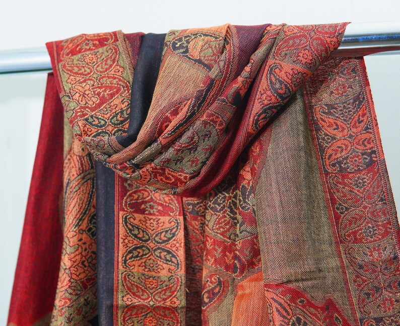 Dark Red Silk Pashmina Scarf Premium Indian Pashmina Shawl | Etsy