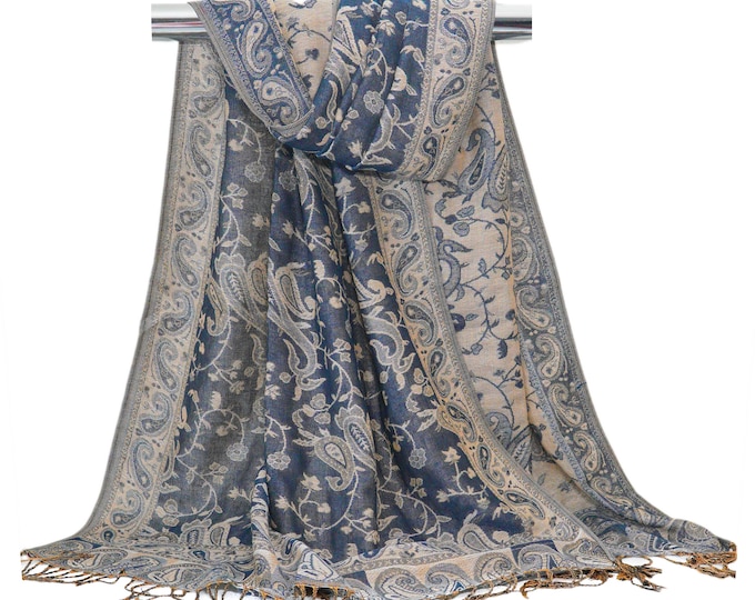 Dark Blue Paisley Pashmina Scarves and Shawls Women Head Scarf Festival ...