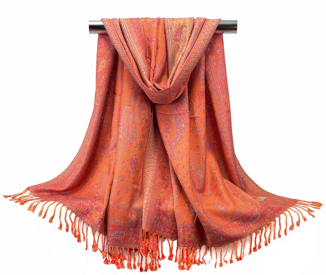 Pashmina Scarves and Shawls for Women Orange Scarf Festival Shawls ...