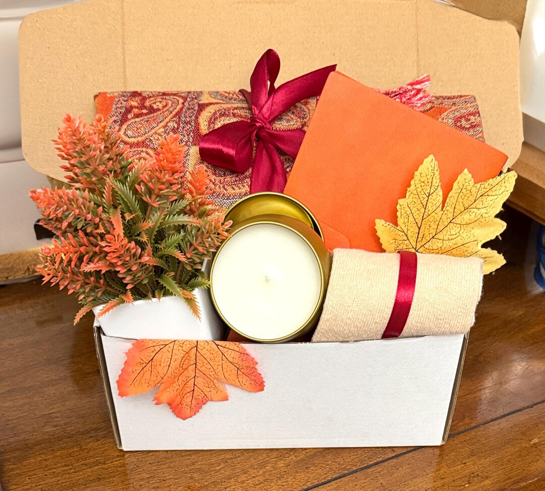 Thanksgiving Gift Box With Pashmina Scarf Fall Gift Box for Friends ...