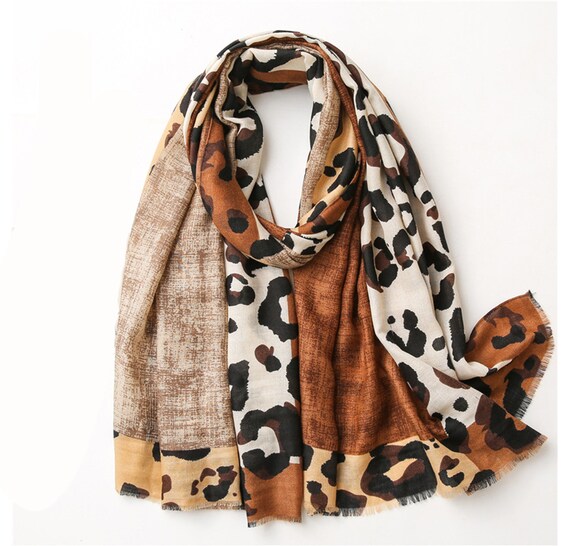 Brown Leopard Print Summer Scarves for Women Animal Print - Etsy