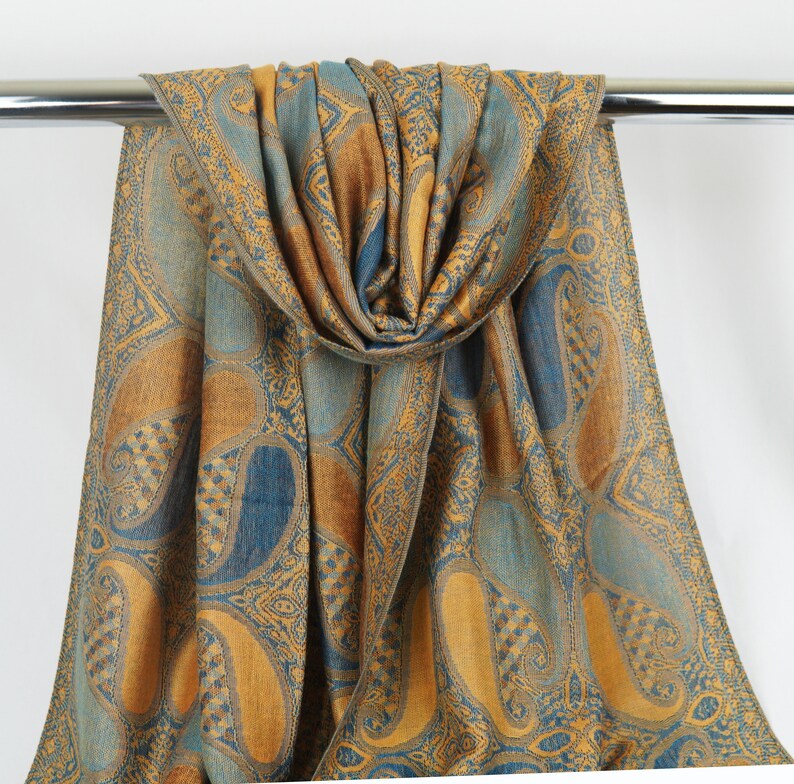 Paisley Pashmina Scarf Women Indian Pashmina Shawl Golden - Etsy