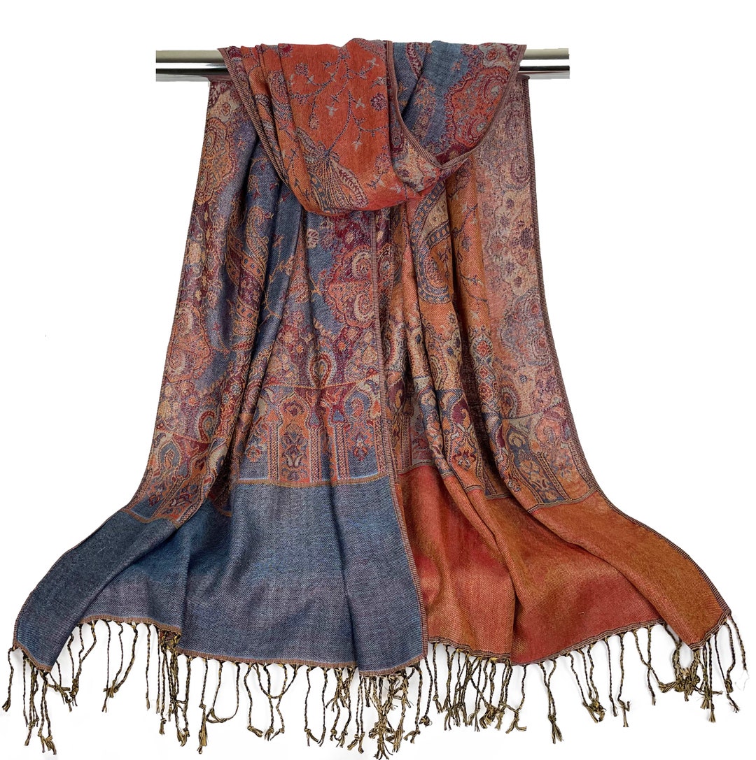 Reversible Gray and Copper Pashmina Scarves | Festival Shawls | Women ...