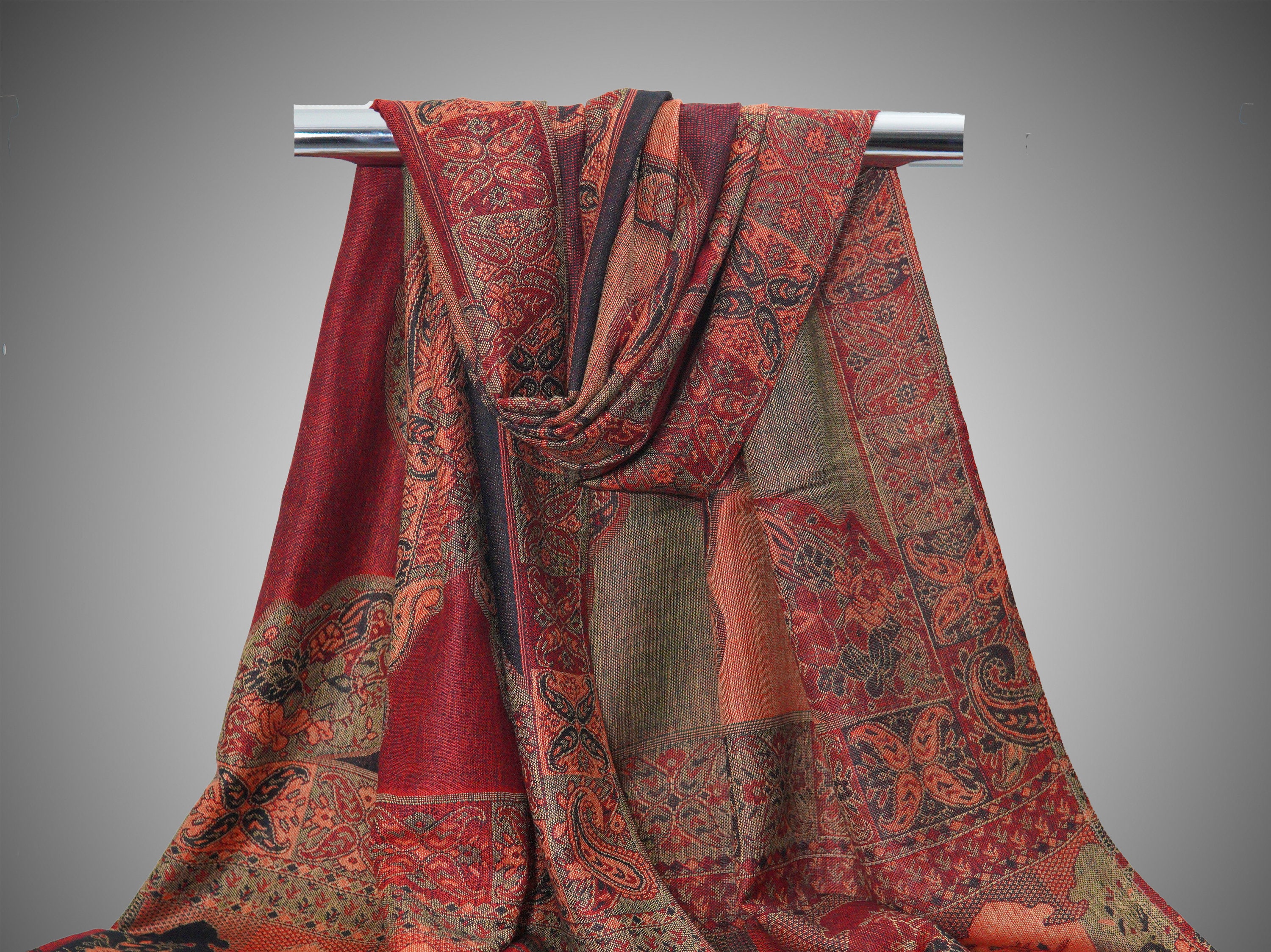 Dark Red Silk Pashmina Scarf Premium Indian Pashmina Shawl - Etsy 日本