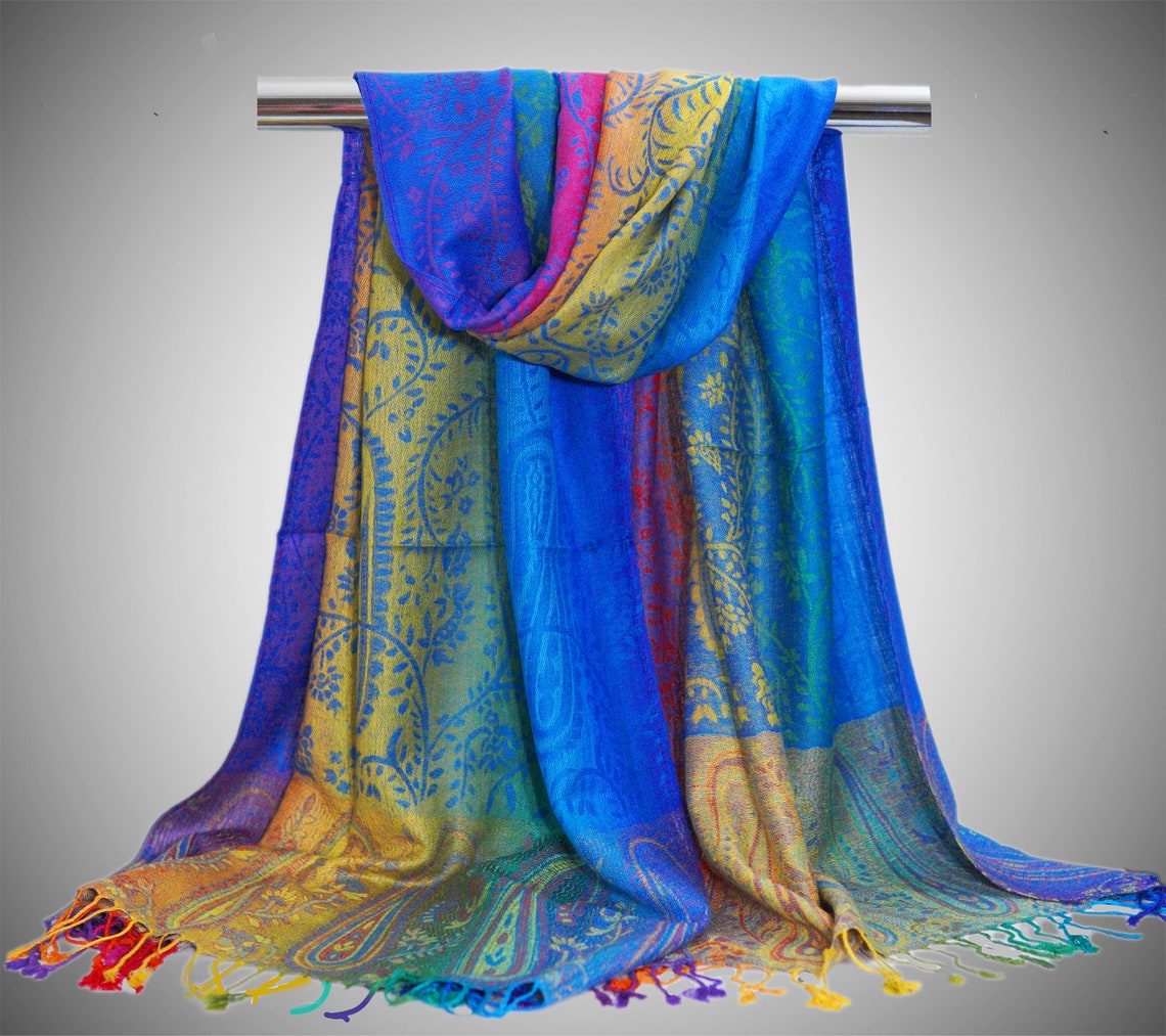 Rainbow Paisley Pashmina Scarf Women Head Wraps Bohemian - Etsy