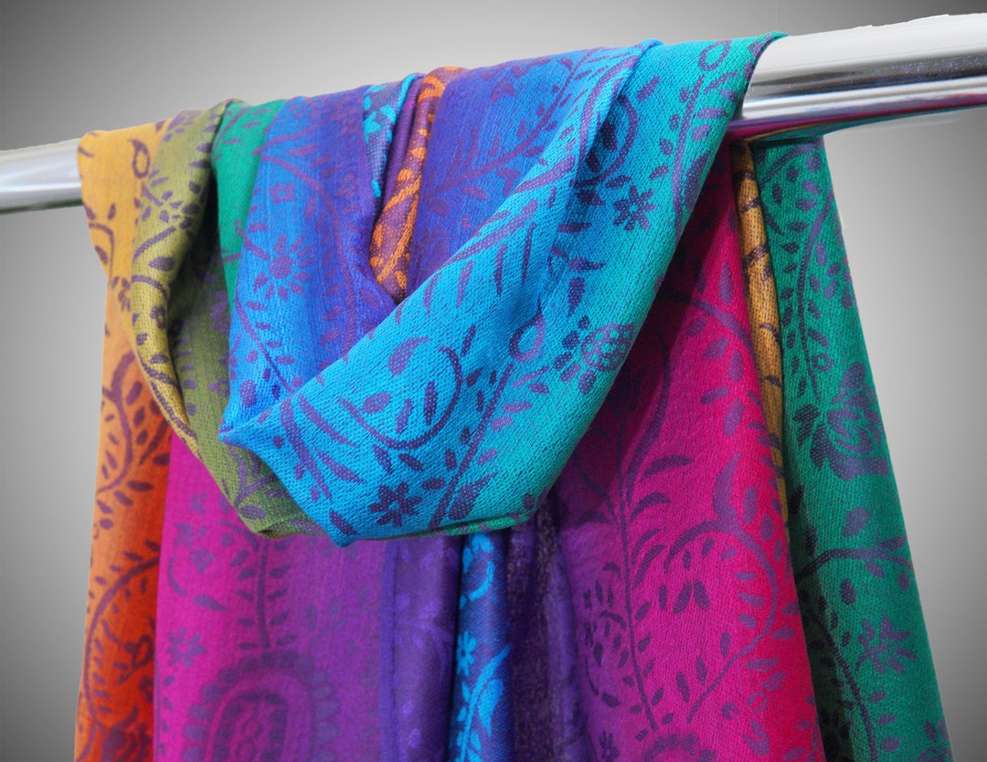 Rainbow Festival Scarf — Lightweight Boho Shawl Wrap, Rave Pashmina ...