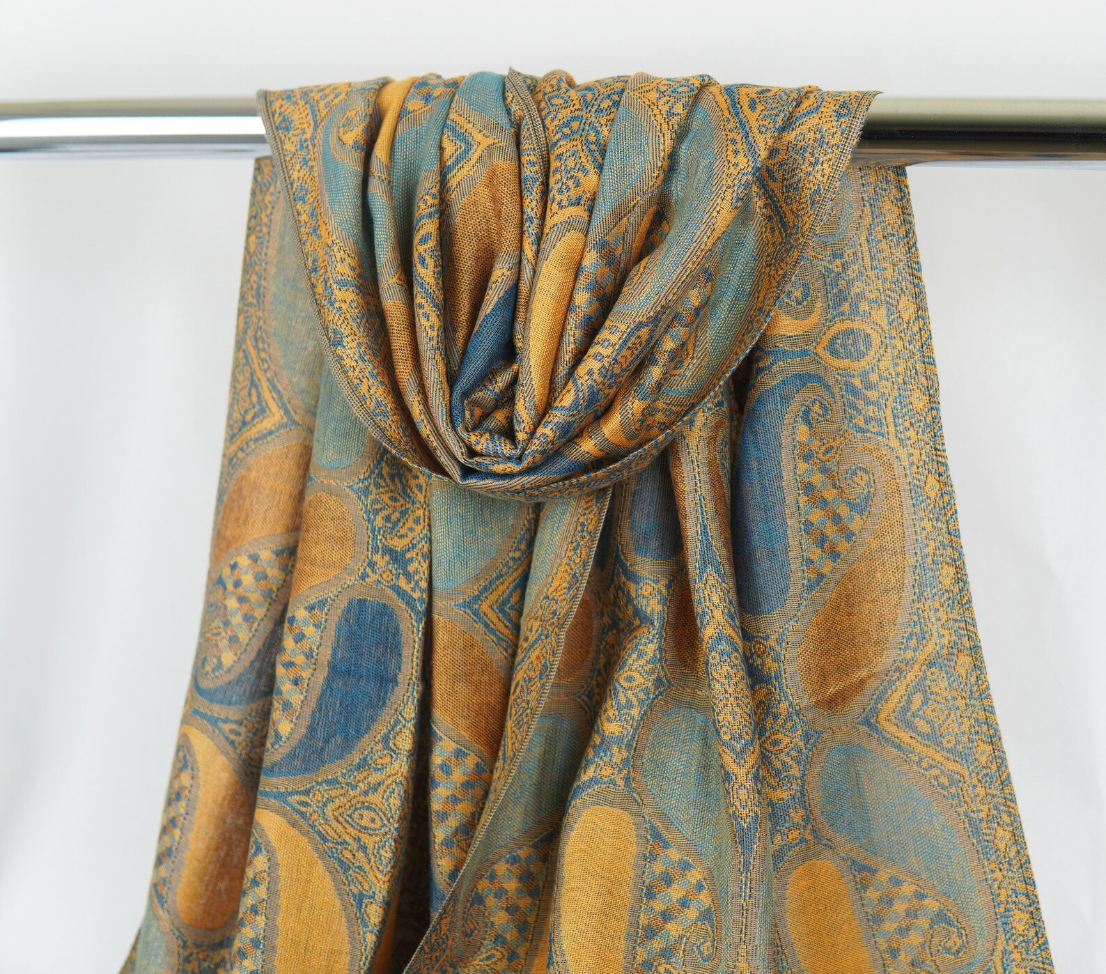 Paisley Pashmina Scarf Women Indian Pashmina Shawl Golden - Etsy