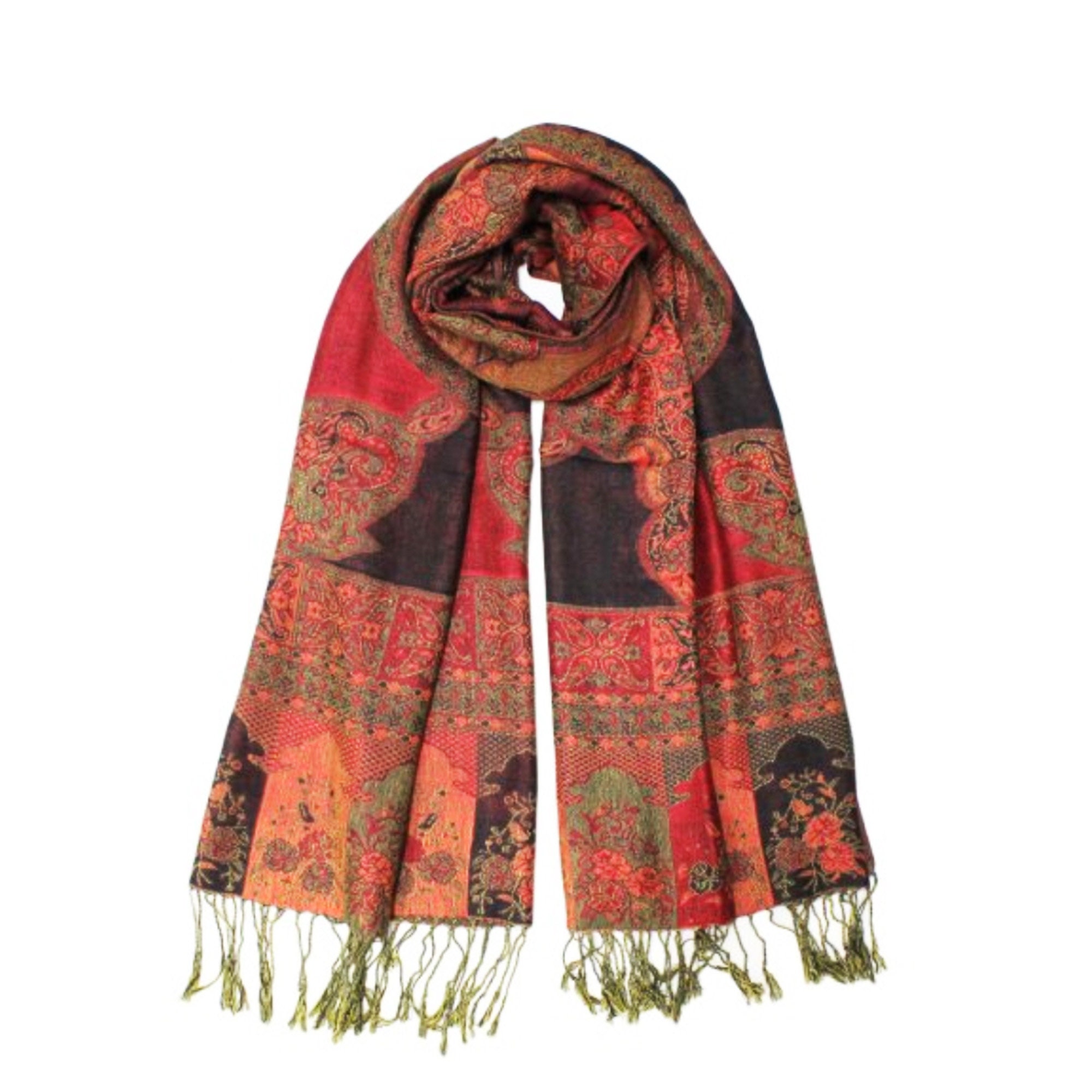 Dark Red Silk Pashmina Scarf Premium Indian Pashmina Shawl - Etsy 日本