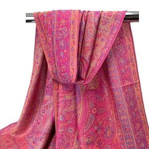 Festival Floral Pashmina Scarf | Bohemian Shawl and Wrap | Bright Pink ...