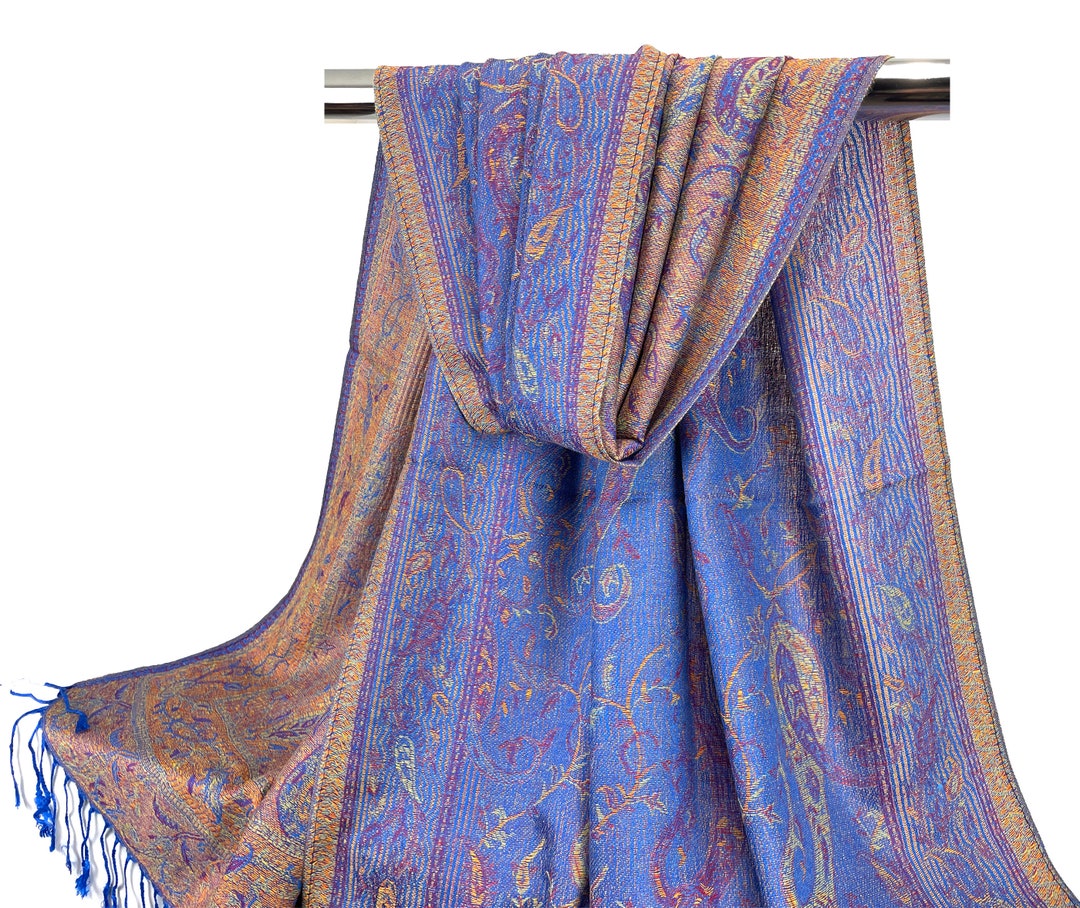 Royal Blue Paisley Pashmina Scarves Festival Scarf Wedding Pashmina ...