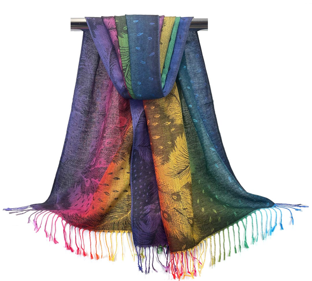 Bohemian Rainbow Scarf – Lightweight Festival Wrap, Boho Hair Wrap ...