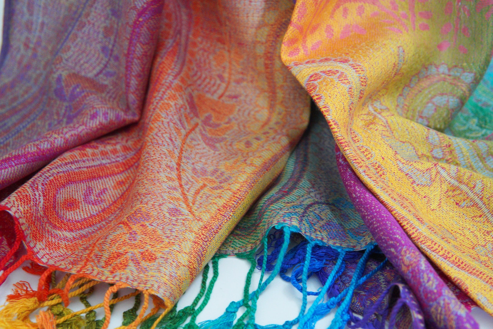 Rainbow Paisley Pashmina Scarf Women Head Wraps Bohemian - Etsy