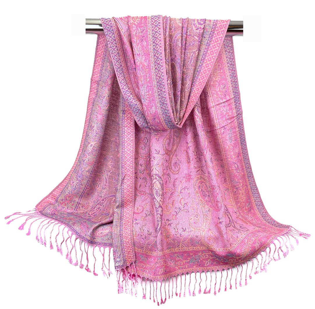 Paisley Pashmina Scarves for Women Festival Scarf Pink Wedding Pashmina ...