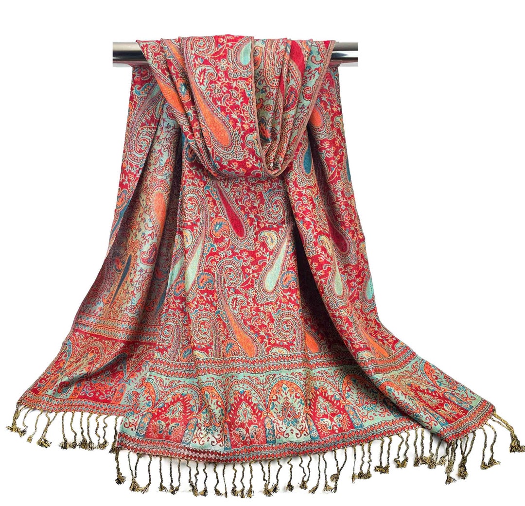 Vintage Style Red and Blue Paisley Scarves for Women | Festival Scarf ...