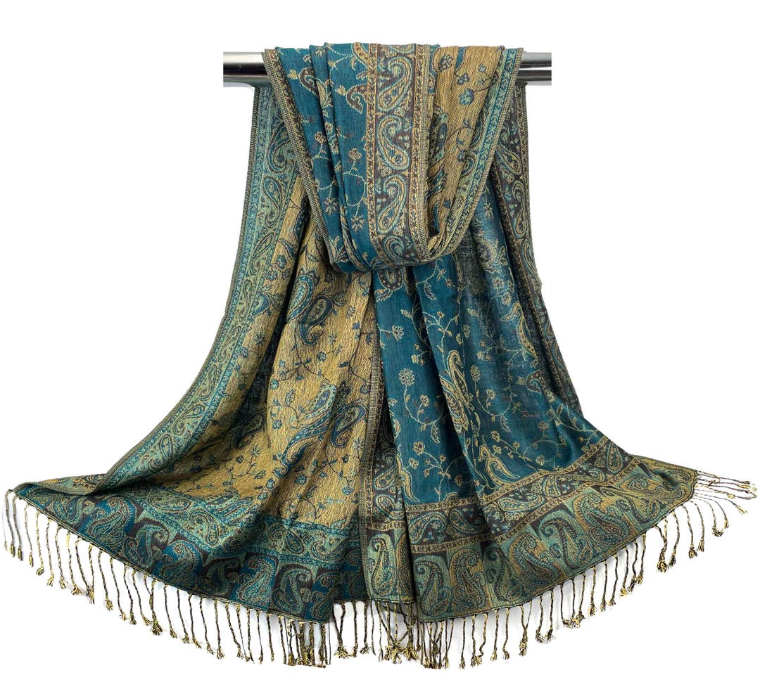 Indian Paisley Pashmina Scarf | Wrap Shawl Best Holiday Gift | Dark ...