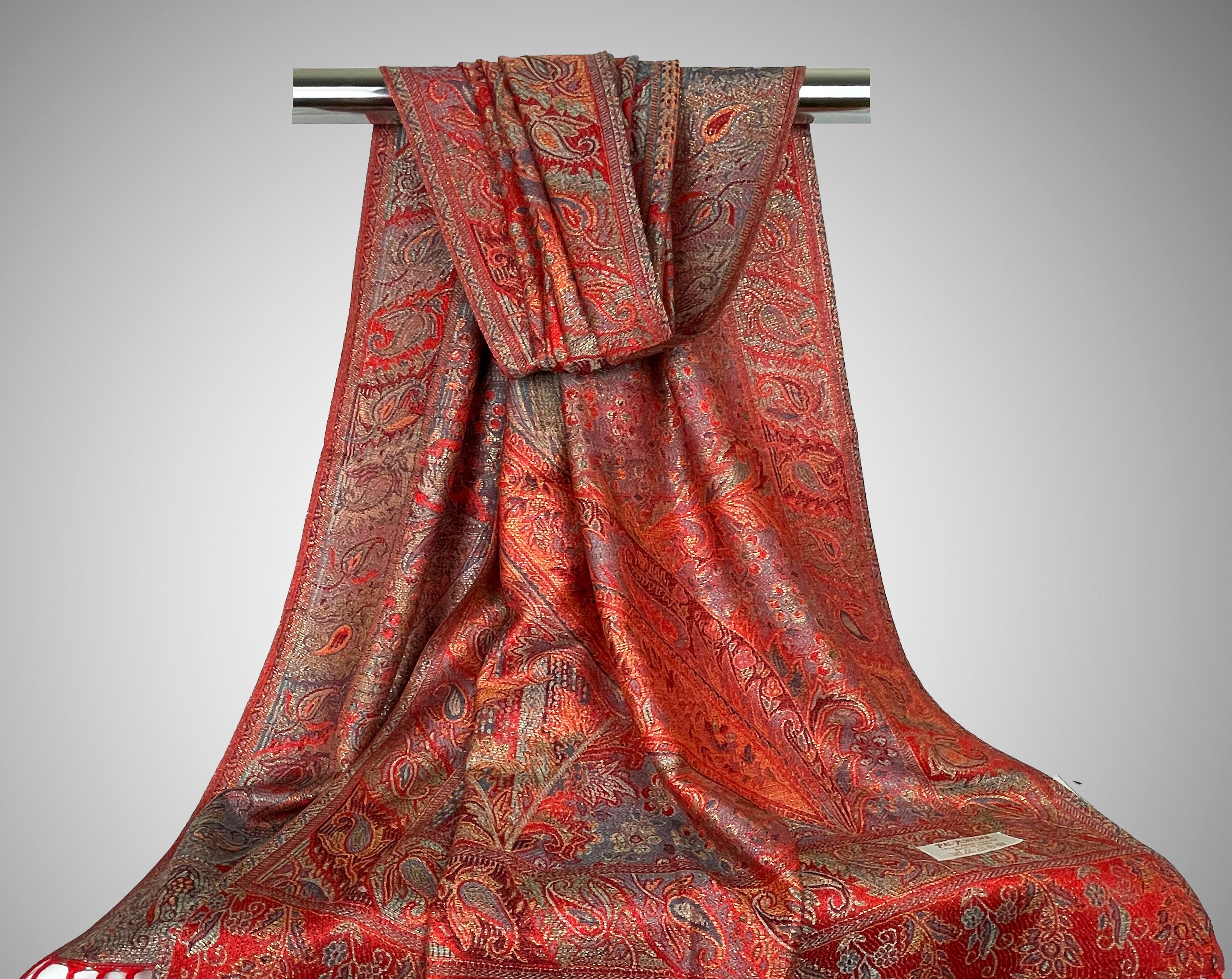 Golden Sparkling Red Scarves for Women | Festival Scarf | Party Wear ...