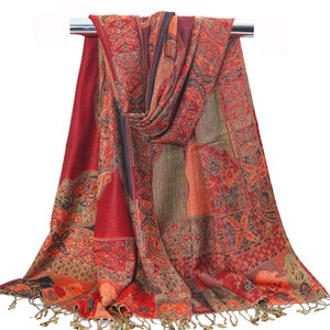 Dark Red Silk Pashmina Scarf Premium Indian Pashmina Shawl for Women ...