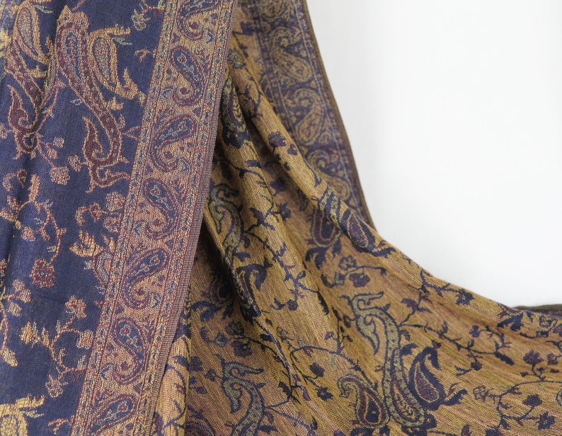 Pashmina Scarf for Women Indian Paisley Shawl Navy Blue Head | Etsy