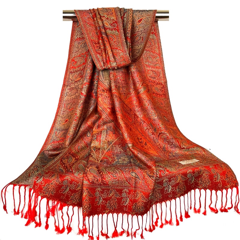 Red Sparkly Silk Scarf - Etsy