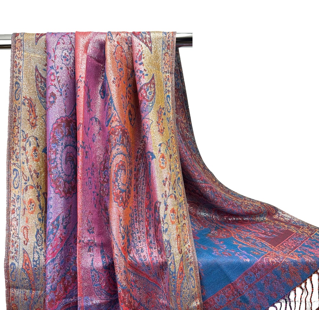 Winter Wedding Pashmina Scarves, Sparkly Pashmina With Golden Shine ...