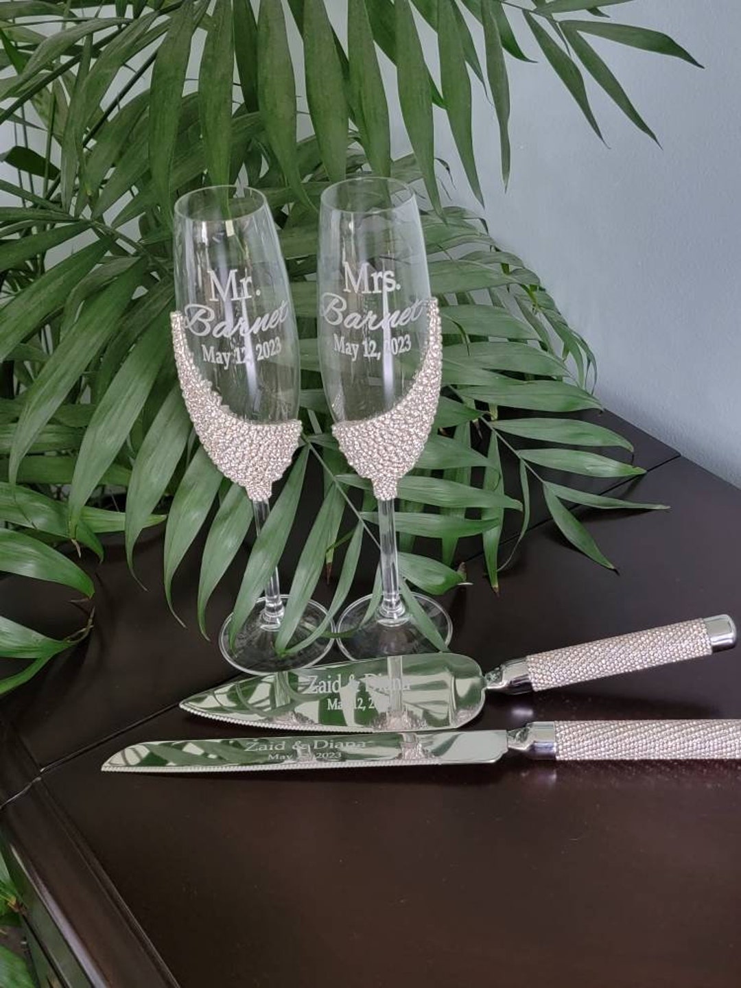 Crystal Rhinestone Champagne Glasses Flute Glasses Wedding Champagne ...