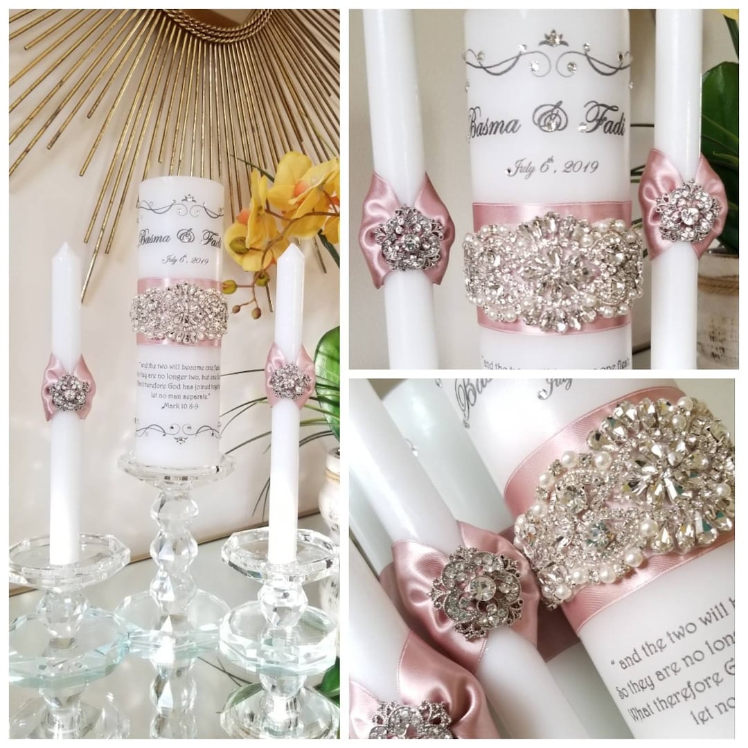 Personalized Wedding Candle Unity Set Wedding Unity Candles Ceremony ...