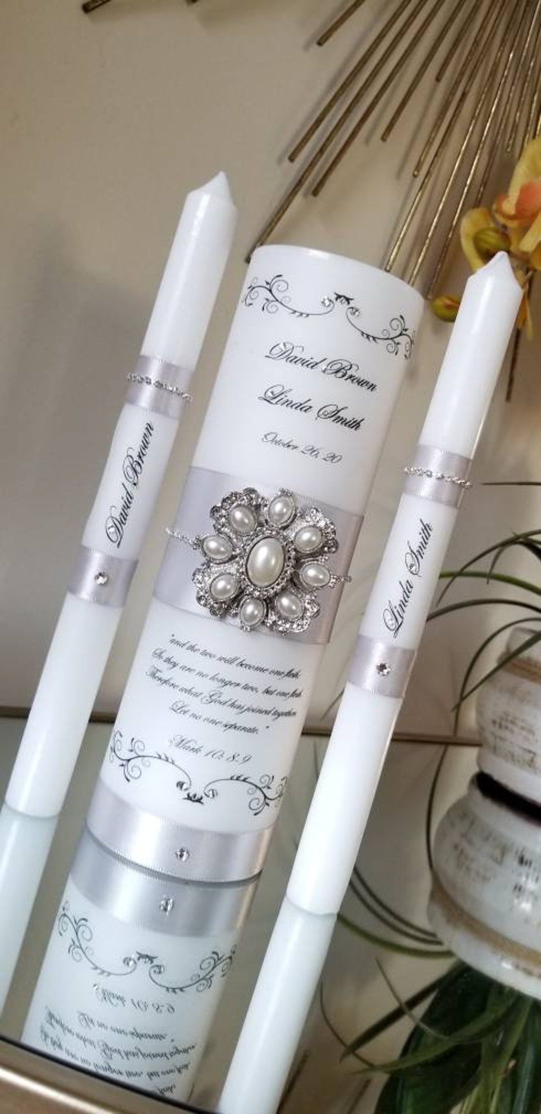 Wedding Unity Candle Ceremony Unity Candle Personalized Candle White ...