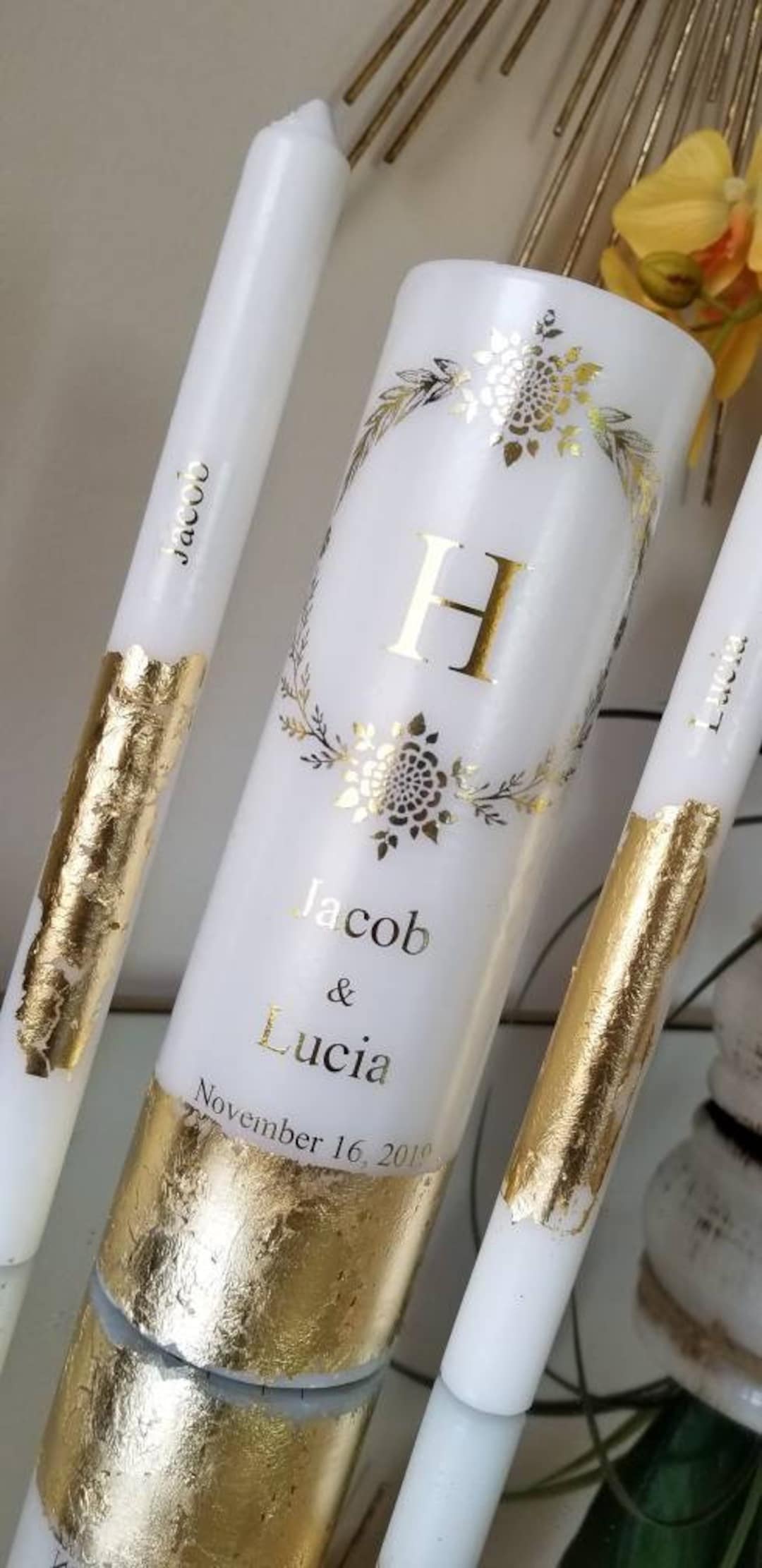 Wedding Unity Candle Ceremony Unity Candle Candle Set Personalized ...