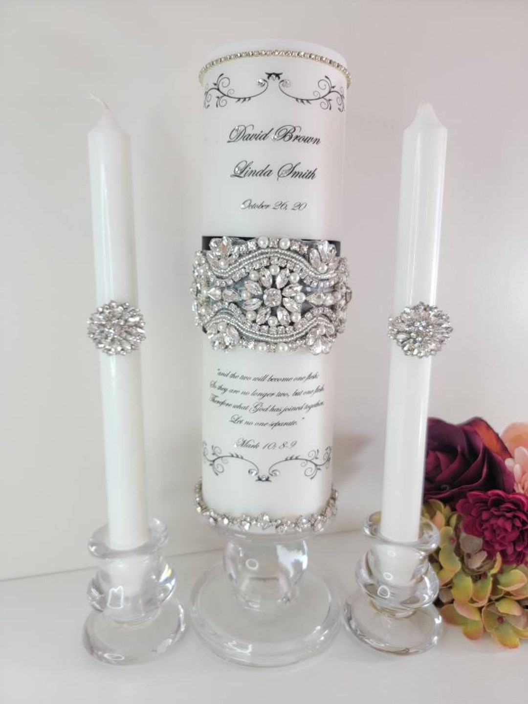 Wedding Unity Candle Set Personalized Candle Ceremony Candle Set ...