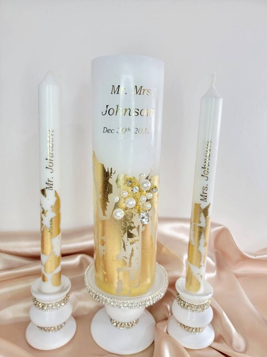 Wedding Unity Candle Ceremony Candles Personalized Gold Unity Candle - Etsy