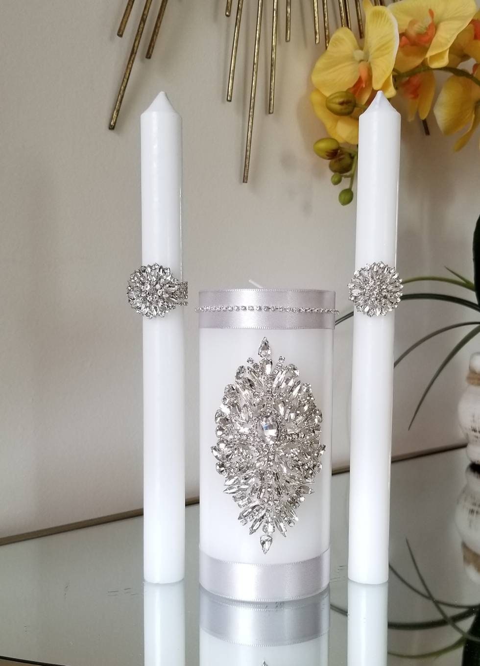 Wedding Unity Candle Set Unity Candle White Candle Ceremony Unity ...