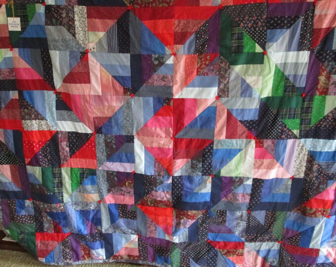 Amethyst Isles Large Rag Quilt Throw Teals Aqua Pinks Rose Spicy Browns Cream - Etsy