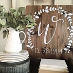 Rustic Home Decor Initial with Wedding Date Wood Wedding Sign | Etsy