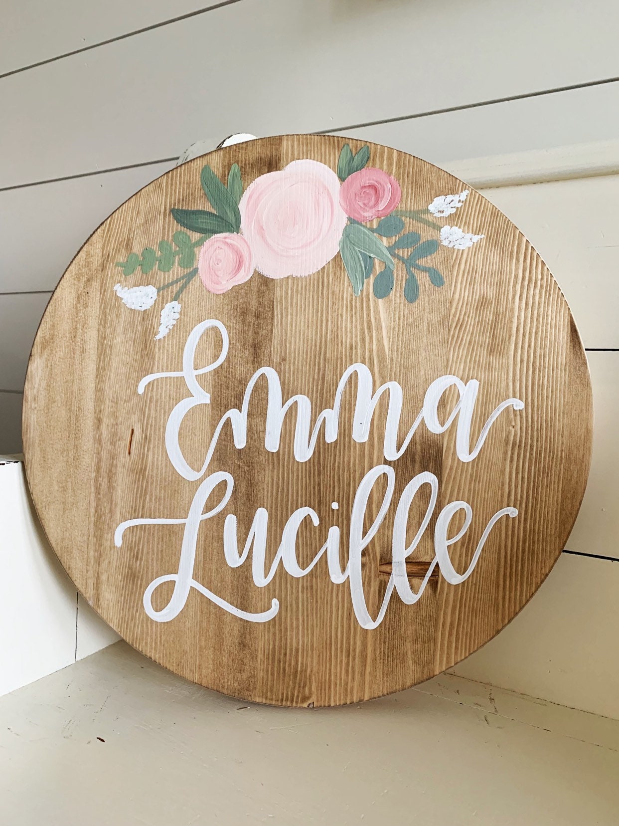 Nursery Name Sign Round Girl Name Sign Baby Name Sign | Etsy