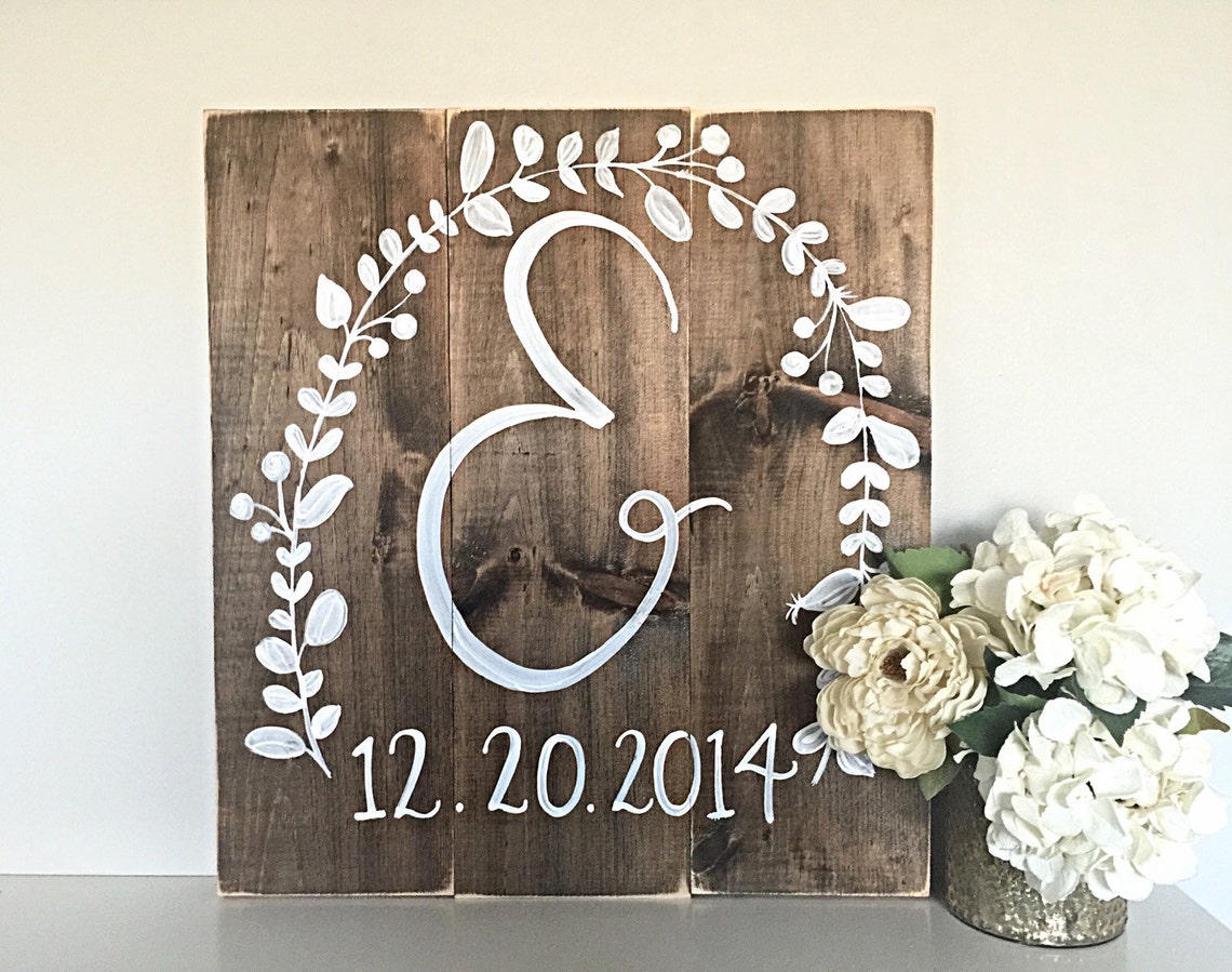 Rustic Home Decor Initial With Wedding Date Wood Wedding Sign - Etsy
