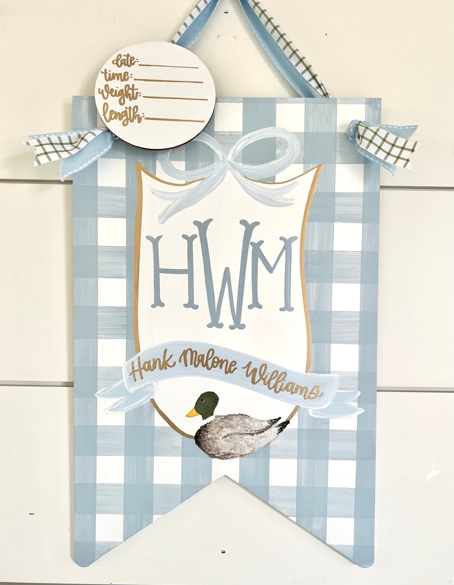 Mallard Duck Hospital Door Hanger, Classic Southern Baby Boy, Mallard ...