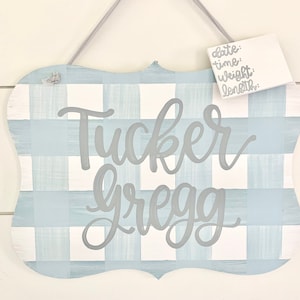 Hospital Door Hanger Boy, Birth Stats Sign, Baby Birth Announcement ...