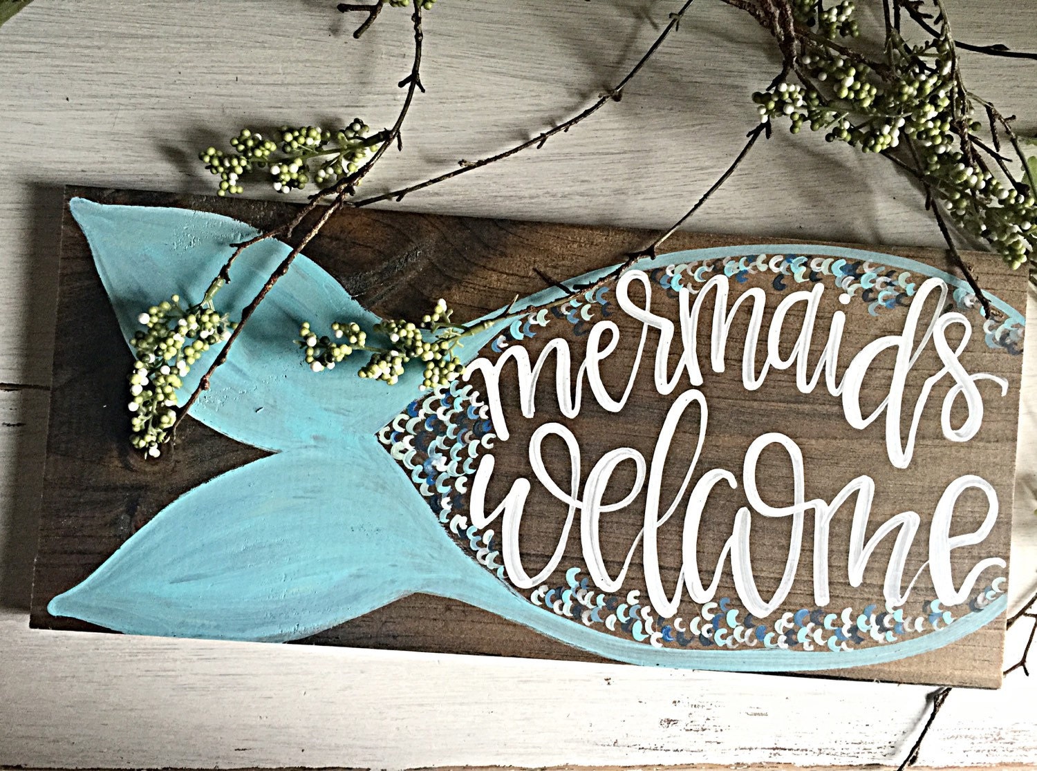 Mermaid Sign Mermaid Bedroom Wall Decor Mermaid Bathroom - Etsy