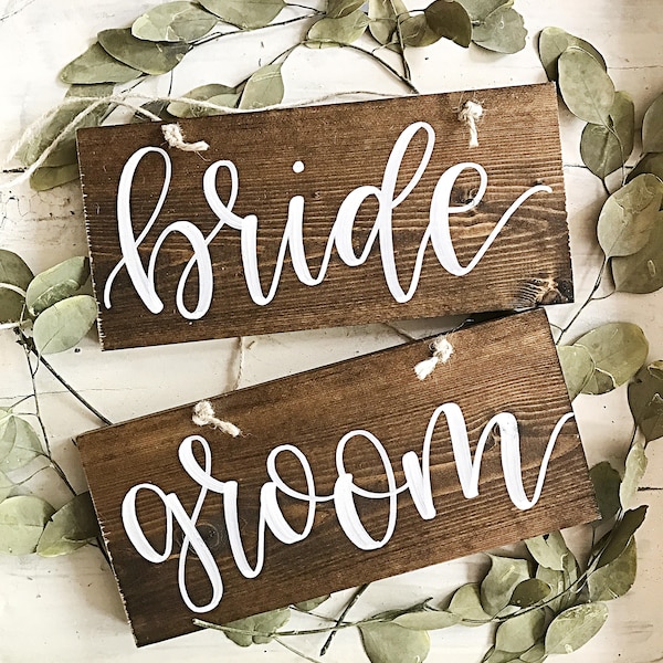 Bride and Groom Chair Signs - Etsy
