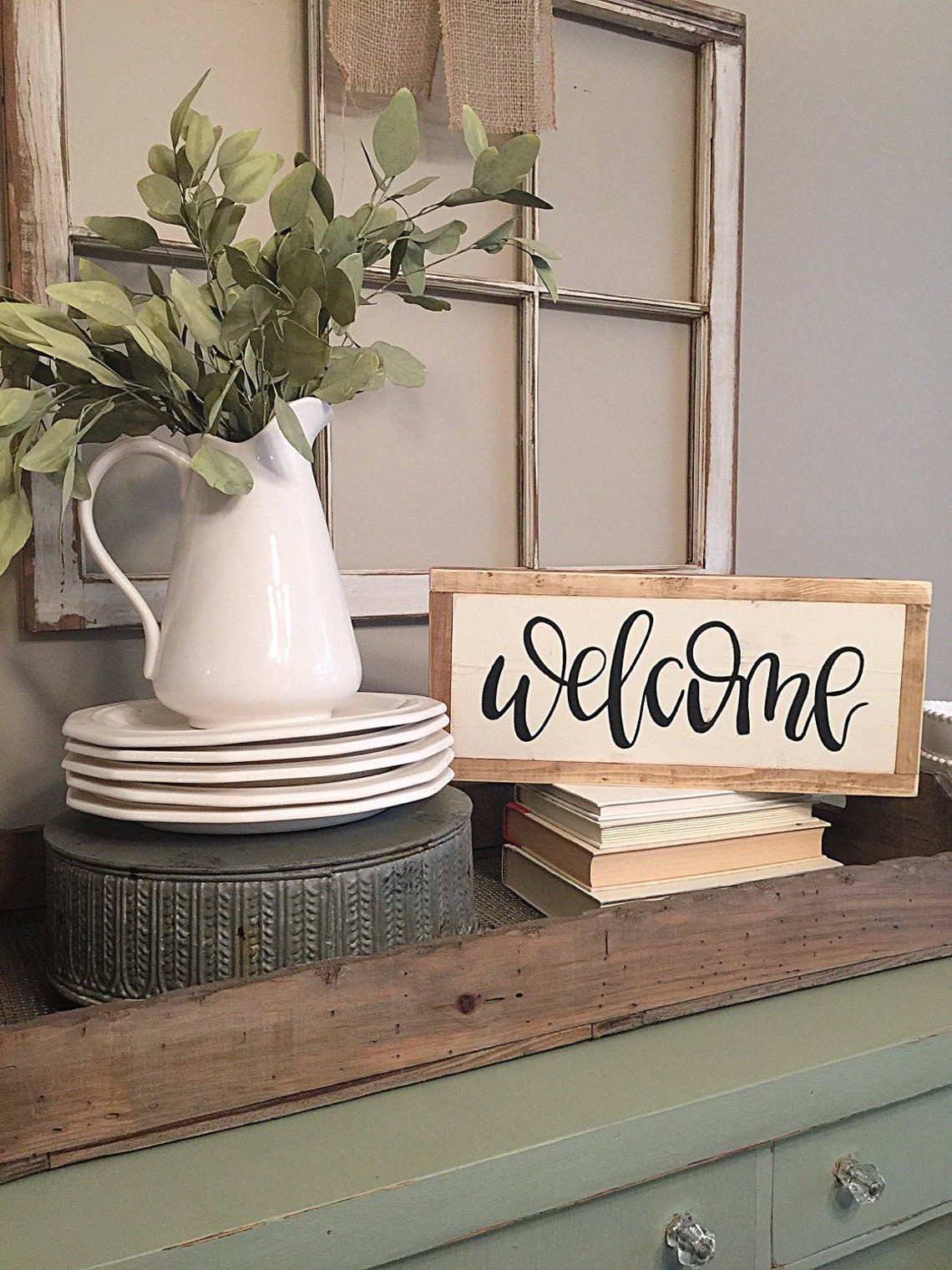 Welcome Sign Home Decor Reclaimed Wood Hand Painted - Etsy